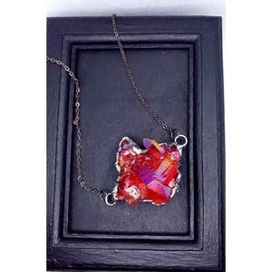 Hand Crafted | Jewelry | Huge Red Aura Quartz Crystal Necklace Handmade ...